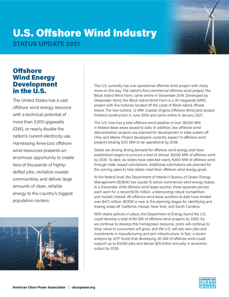 Offshore Wind Fact Sheet - Support Offshore Wind Offshore Wind Fact Sheet - Support Offshore Wind
